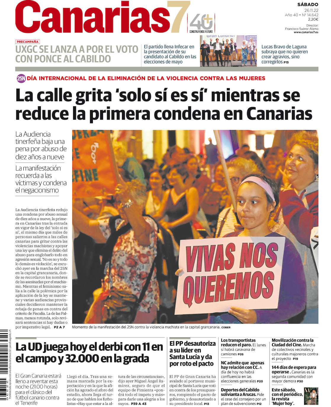 Vea la portada de CANARIAS7 de este sábado 26 de noviembre | Canarias7